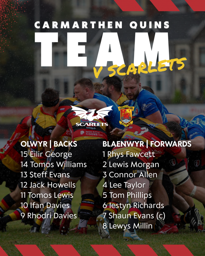 Team to take on Scarlets in pre-season friendly – CARMARTHEN QUINS ...